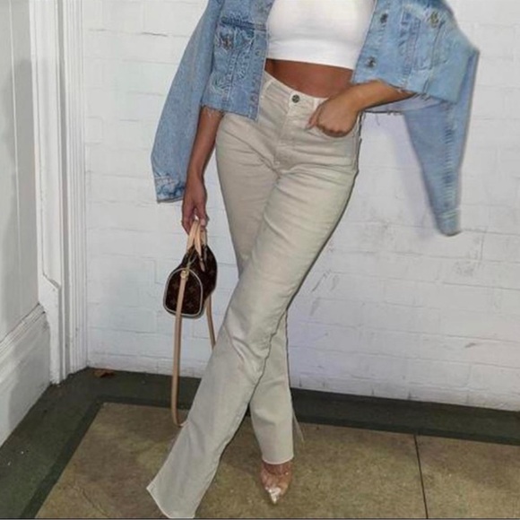 Zara | Jeans | Zara Tan Flare Wide Leg Jeans | Poshmark